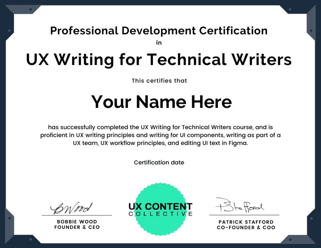UX Writing for Technical Writers Course | UX Content Collective